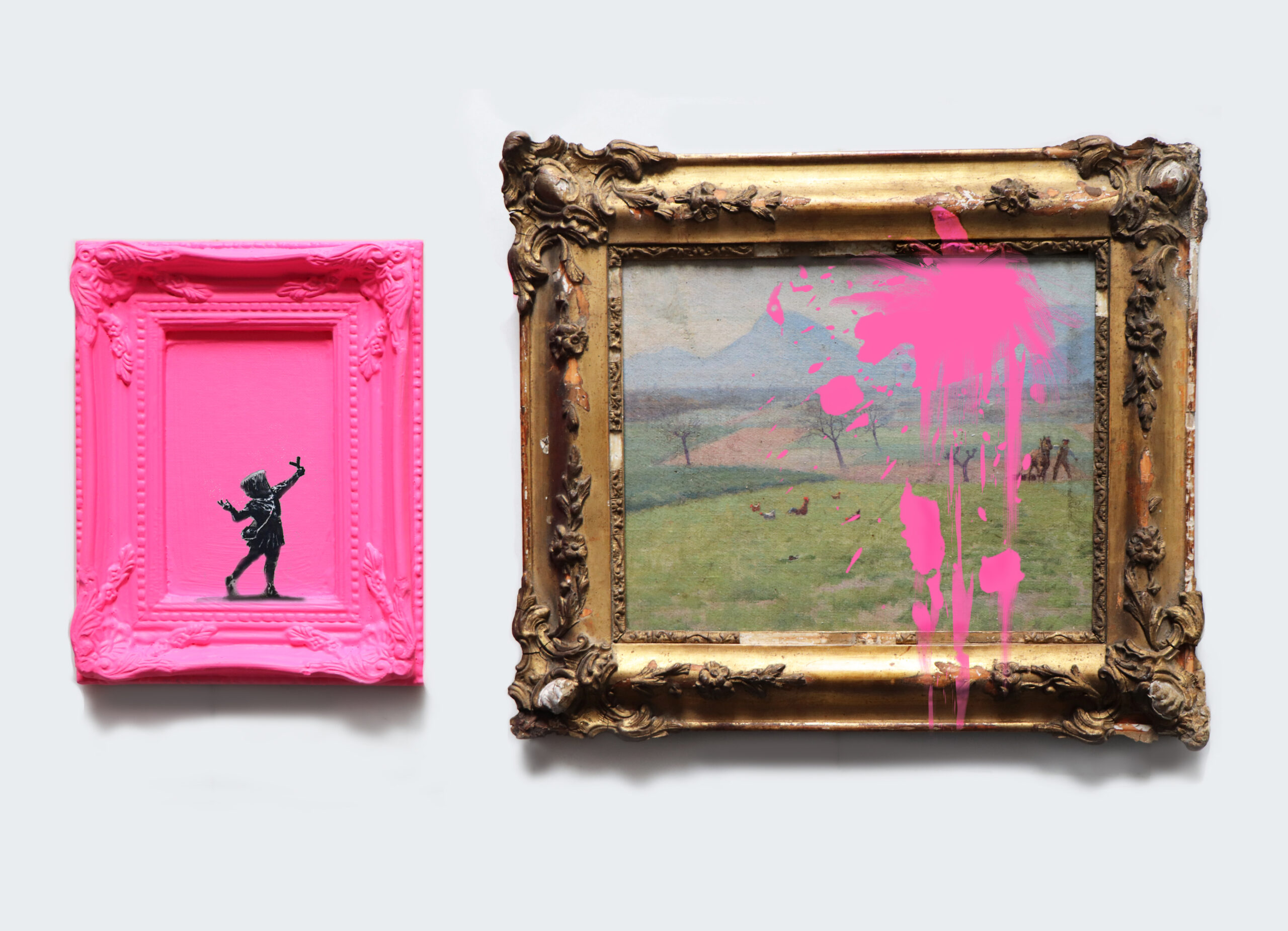 A pink accident, Tribute to Banksy - Golsa Golchini Art